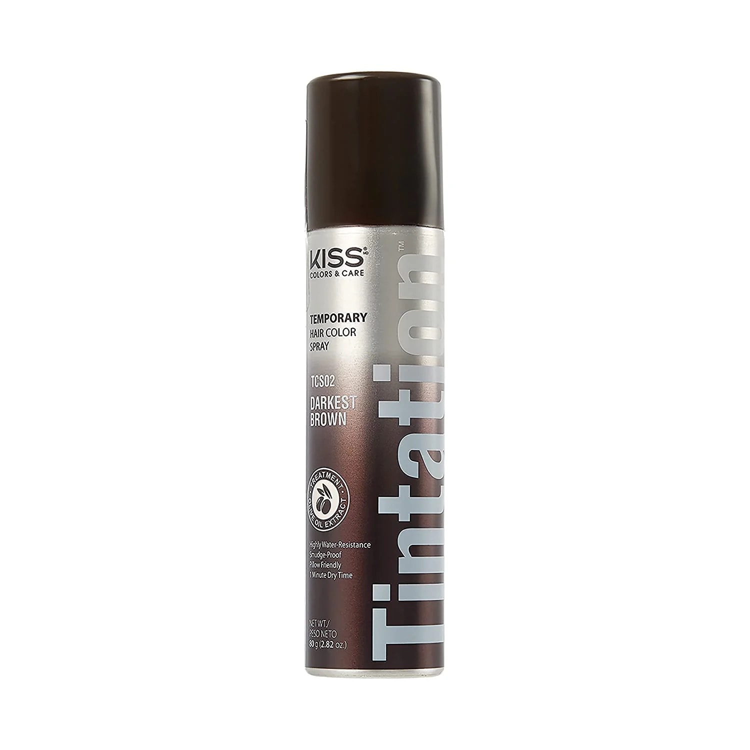 Kiss Colors and Care Tintation Temporary Darkest Brown Hair Color Spray ...